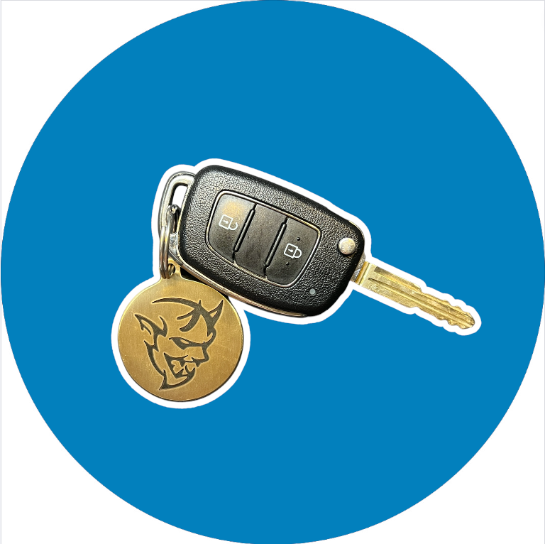 Large Keyring - Dodge Hellcat SRT Demon emblem | Omega Laser Craft